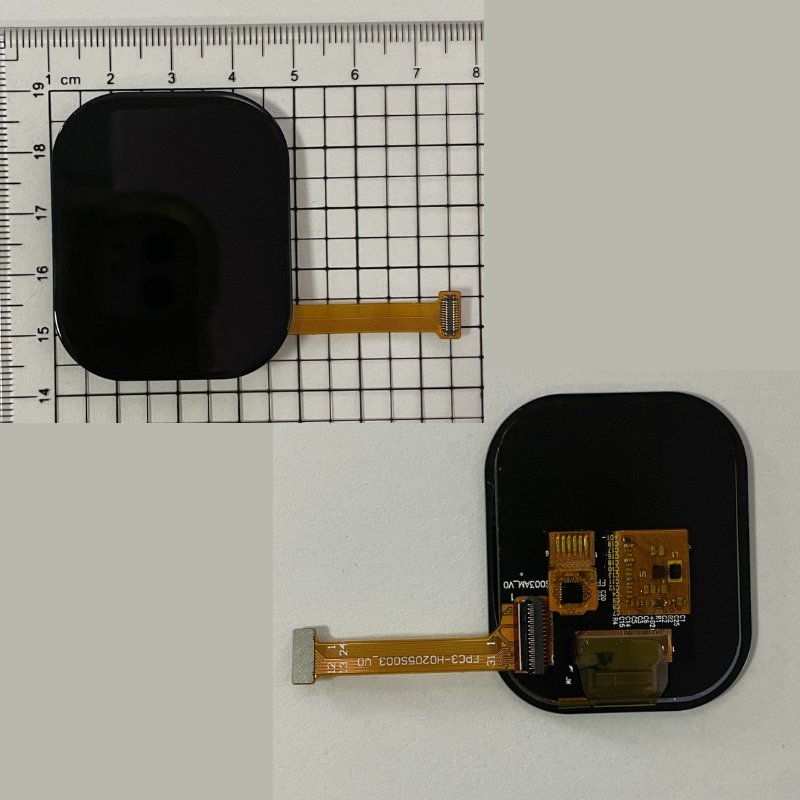 2.04 inch Touch AMOLED Display, with Cover Glass, 368x448, QSPI/MIPI